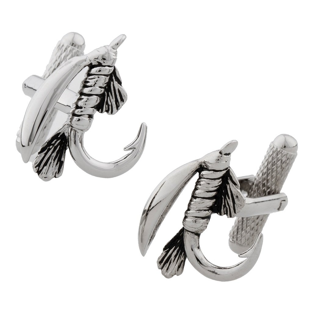Amazon.com: MRCUFF Fly Fishing Hook Fish Lure Pair Cufflinks in a ...