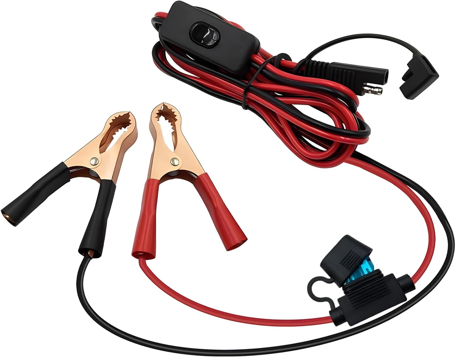 Amazon.com: 8.2FT/2.5M SAE to Alligator Clips Wire Harness with 12V ...