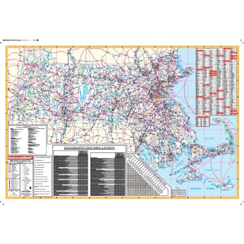 Universal Map 762539003 Massachusetts Wall Map Railed: Amazon.com: Books