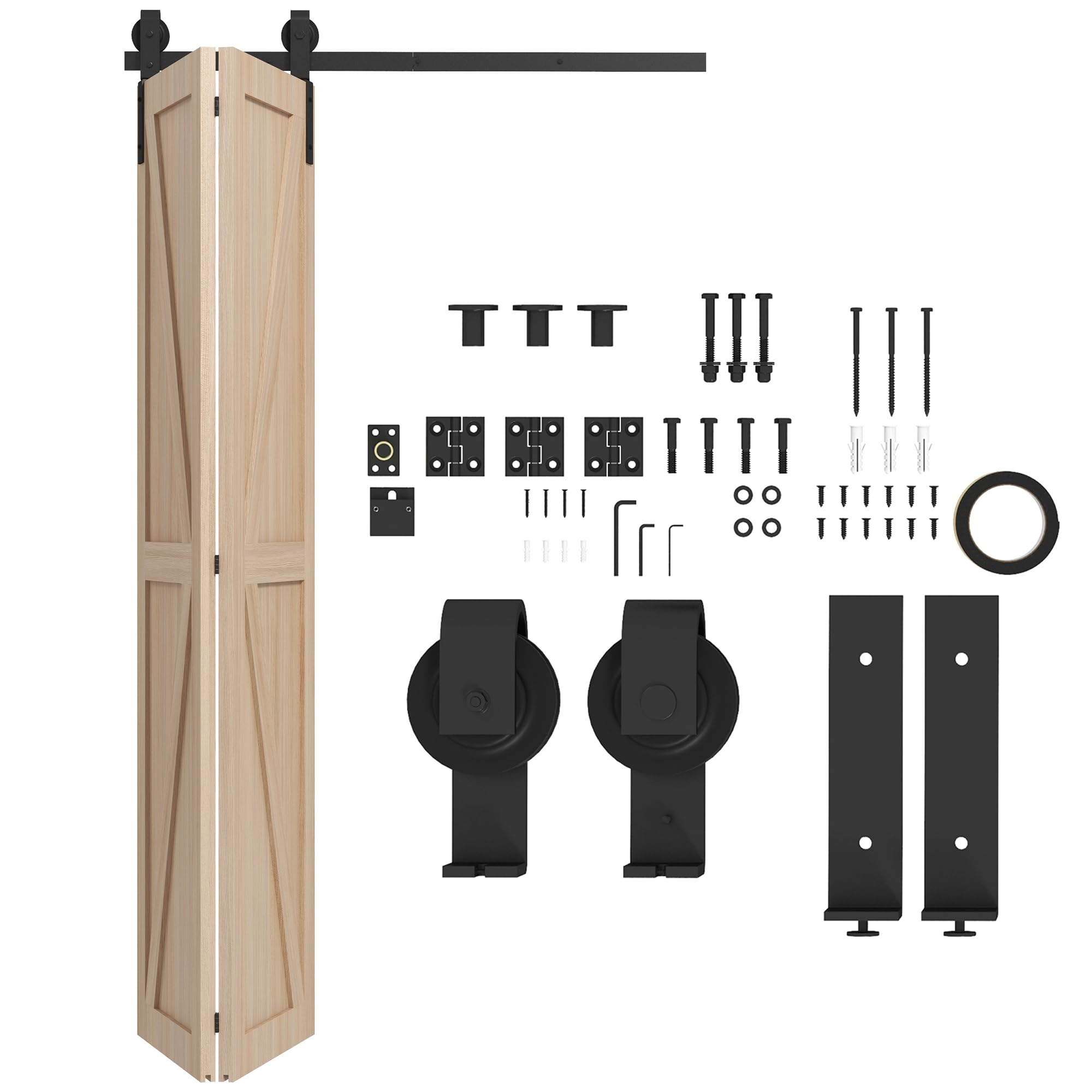 HOMCOM 122 CM Quincaillerie de porte coulissante pliante kit de rails ...
