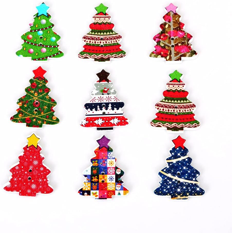 Amazon.com: 50 PCS Random Mixed 2 Holes Christmas Decorative Buttons ...