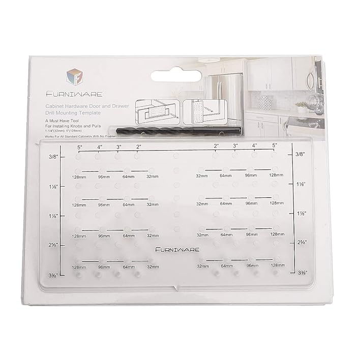 Buy Furniware Hardware Handle Drill Mounting Template for Cabinet Doors ...