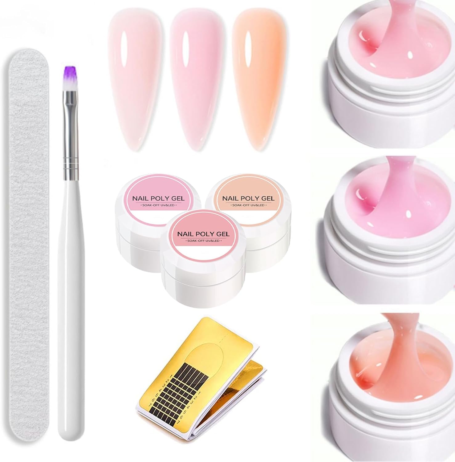 Builder Gel for Nails, 3 Colors Nail Strengthener Kit, Extension Base ...