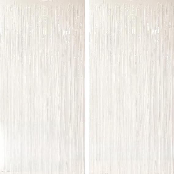 Amazon.com : 2 Pack White Door Streamers Backdrop Curtains for Birthday ...