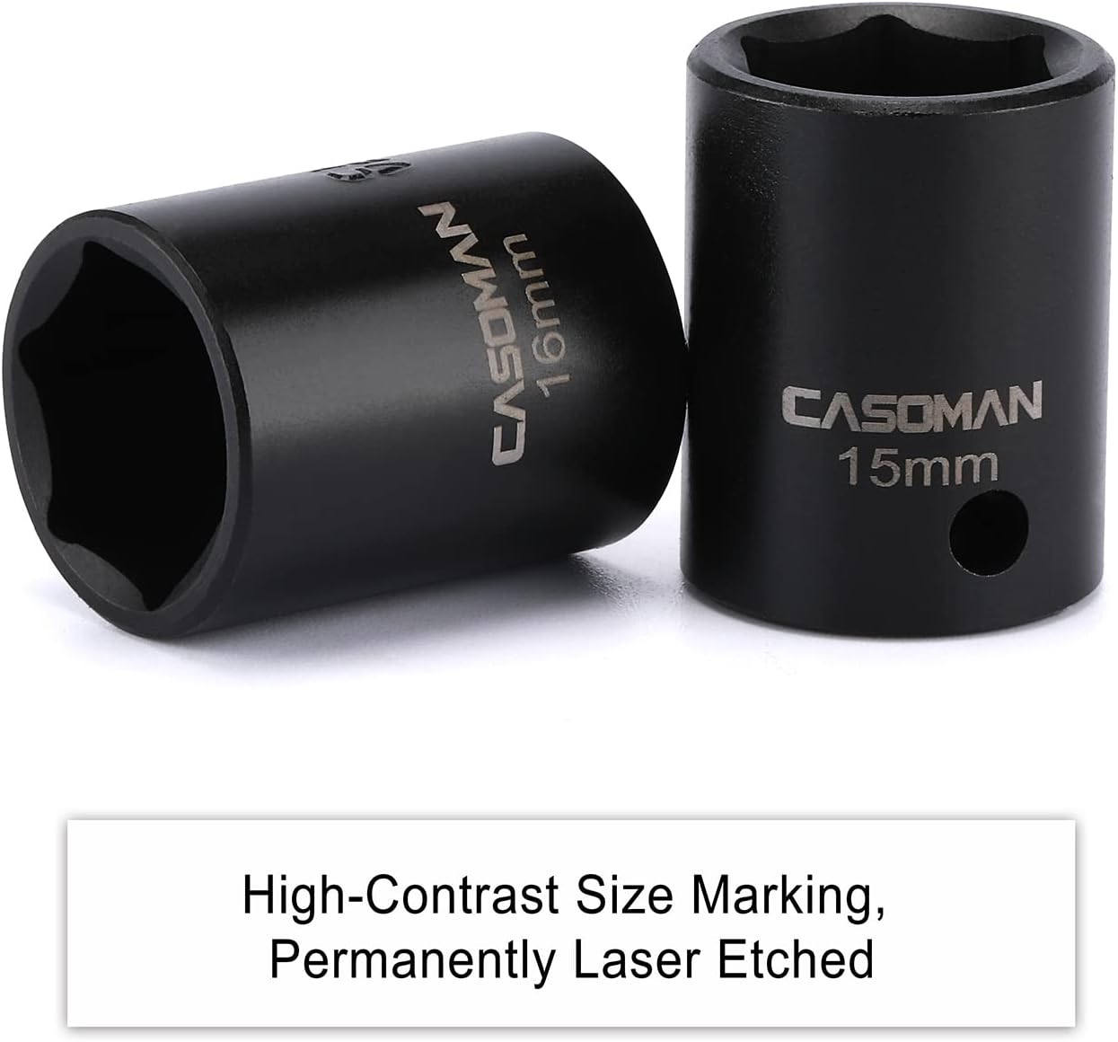 CASOMAM 13 Pieces 3/8-Inch Drive Impact Socket Set, 6-Point, Metric ...