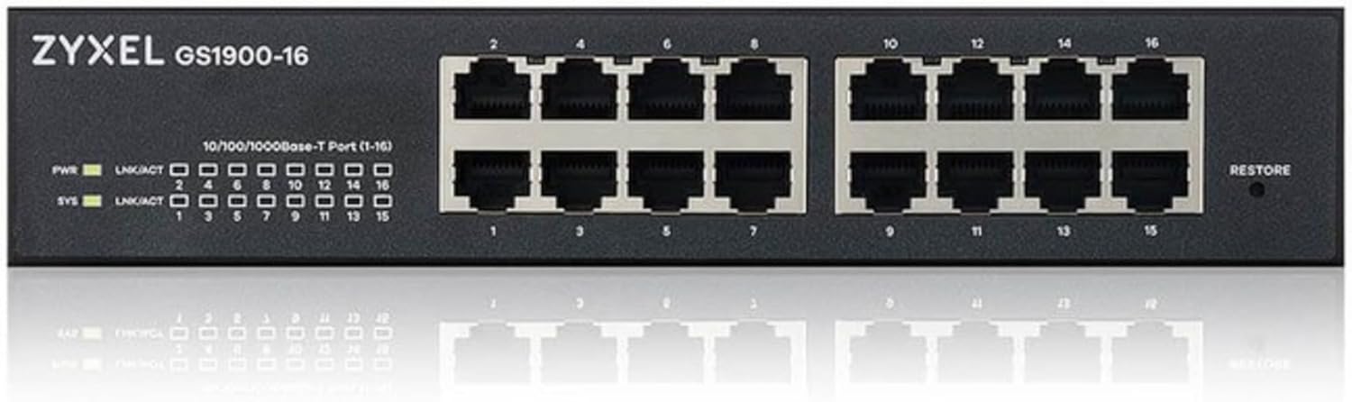 Amazon.com: ZYXEL 16-Port Gigabit Ethernet Smart Switch (GS1900-16) - Managed, Rackmount ...