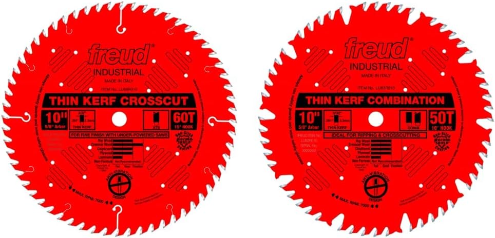 Freud LU88R010: 10" Thin Kerf Fine Finish Crosscut Blade & LU83R010: 10 ...