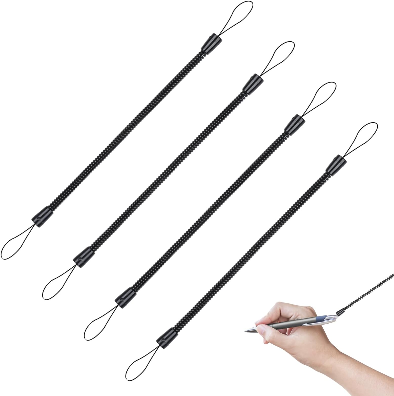 Amazon.com: Kang Yuan Black Elastic Tether Lanyards Stylus Pens Coil ...