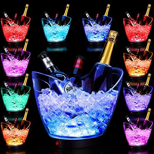 Amazon.com: 6 Pcs LED Ice Bucket Bulk with Scoop and Tongs 4L LED Light ...