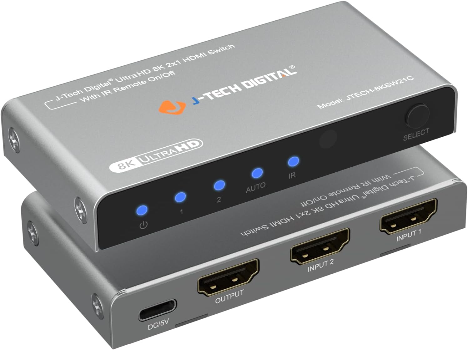Amazon.com: J-Tech Digital HDMI Switch 4K 120hz, 2.1 Switch 2 in 1 Out ...