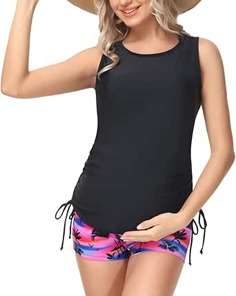 Maternity Modest Swimwear Pregnancy Bathing Suits Sets Black Coconut ...