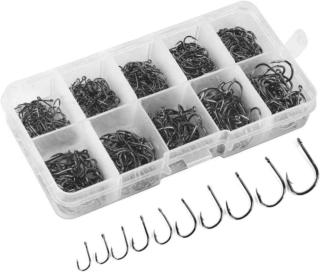 Amazon.com : NYKKOLA 500pcs Small Size Black Freshwater Fishhook ...
