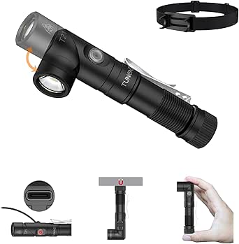 TUNENGE T21 1400 High Lumen Mini Flashlight with Clip,EDC 90 Degree ...