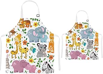 Amazon.com: TRYTUTRY Parent Child Aprons - Cute Animals Matching Aprons ...