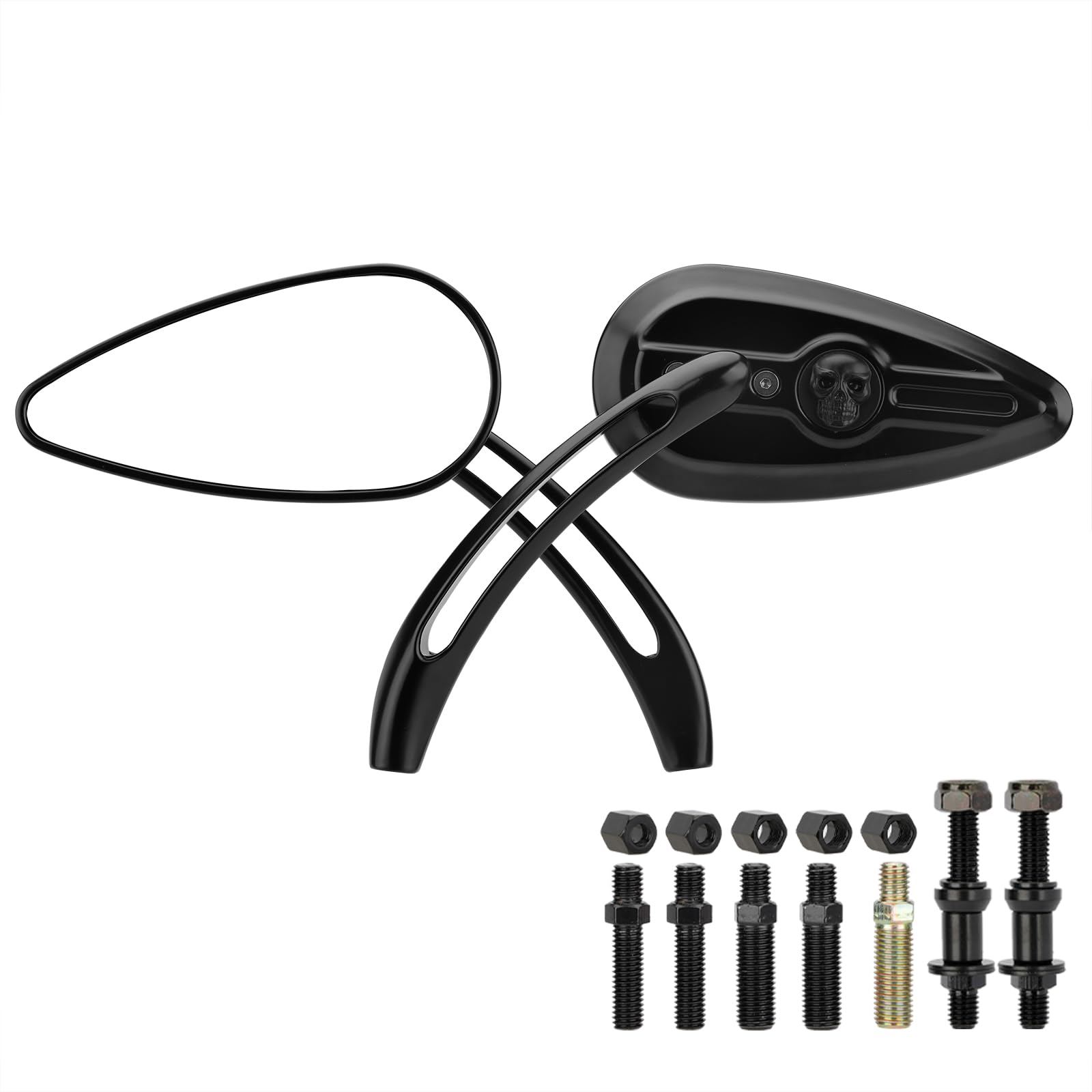 Amazon.com: VG MOTO Motorcycle Skull Teardrop Rearview Mirror 8mm 10mm ...