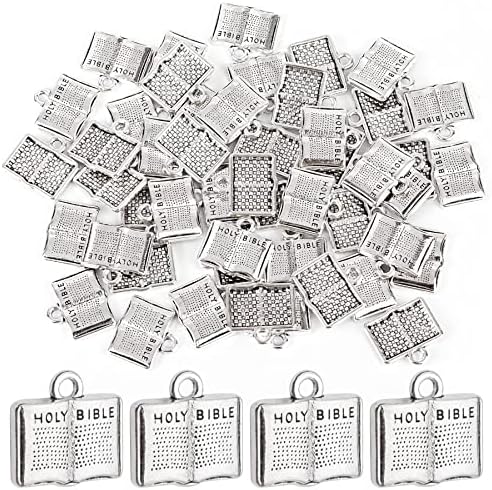 Amazon.com: Azure Zone, Set of 50 Silver Holy Bible Charms Pendants ...