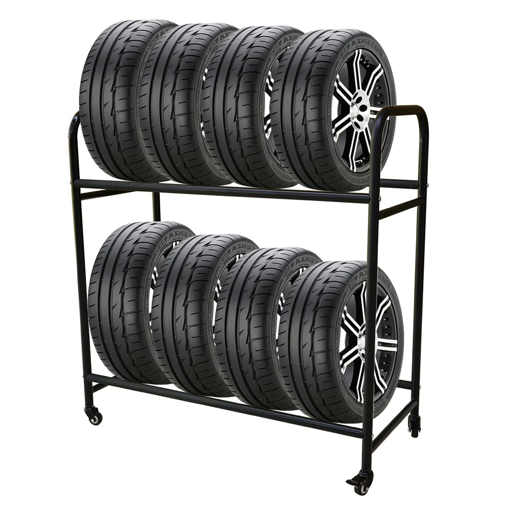 Amazon.com: Yeeoy Tire Storage Rack with Wheels, Metal Rolling Tire ...