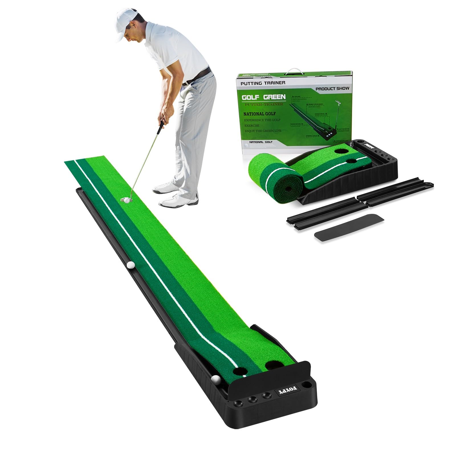 FOYPY Portable Upgraded Indoor Golf Putting mat-with Automatic Ball ...