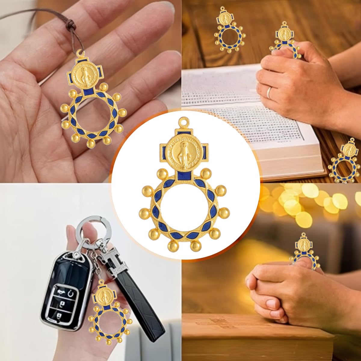 Snapklik.com : 24 PCS Bulk Gold Tone Pocket Rosary Ring, Catholic One ...