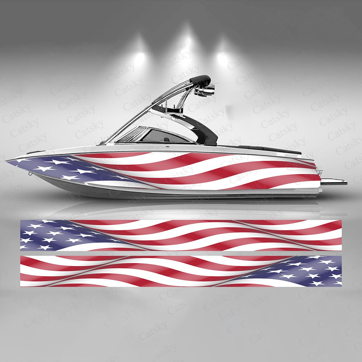 Amazon.com - 2 PCS-236.2x22.8 Inch American Flag Boat Sticker Fashion ...