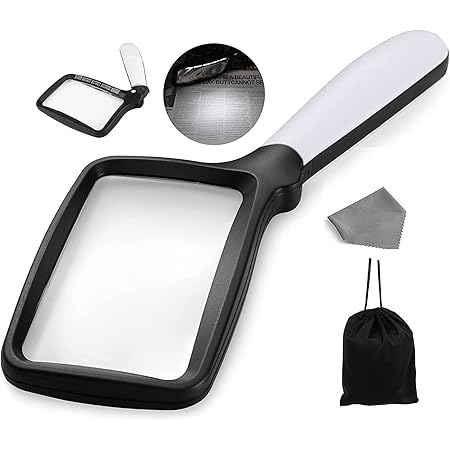 Nazano Rectangular Magnifying Glass with Light Magnifier Large Foldable ...