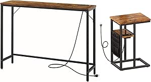 Amazon.com: SUPERJARE Console Table with Power Outlets & C Shaped End ...