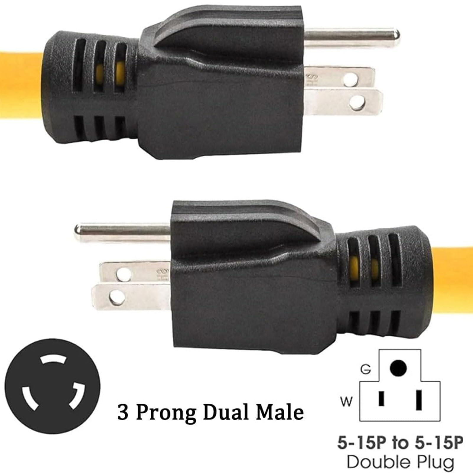 Dual Male Plug Extension Cord OEM, Mains Extension Cord 2 Pin, C7/C8,