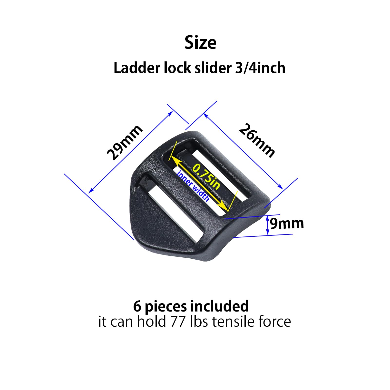 Snapklik.com : Baitoo Ladder Lock Slider 3/4in,1",1.25",1.5",2 Inch ...