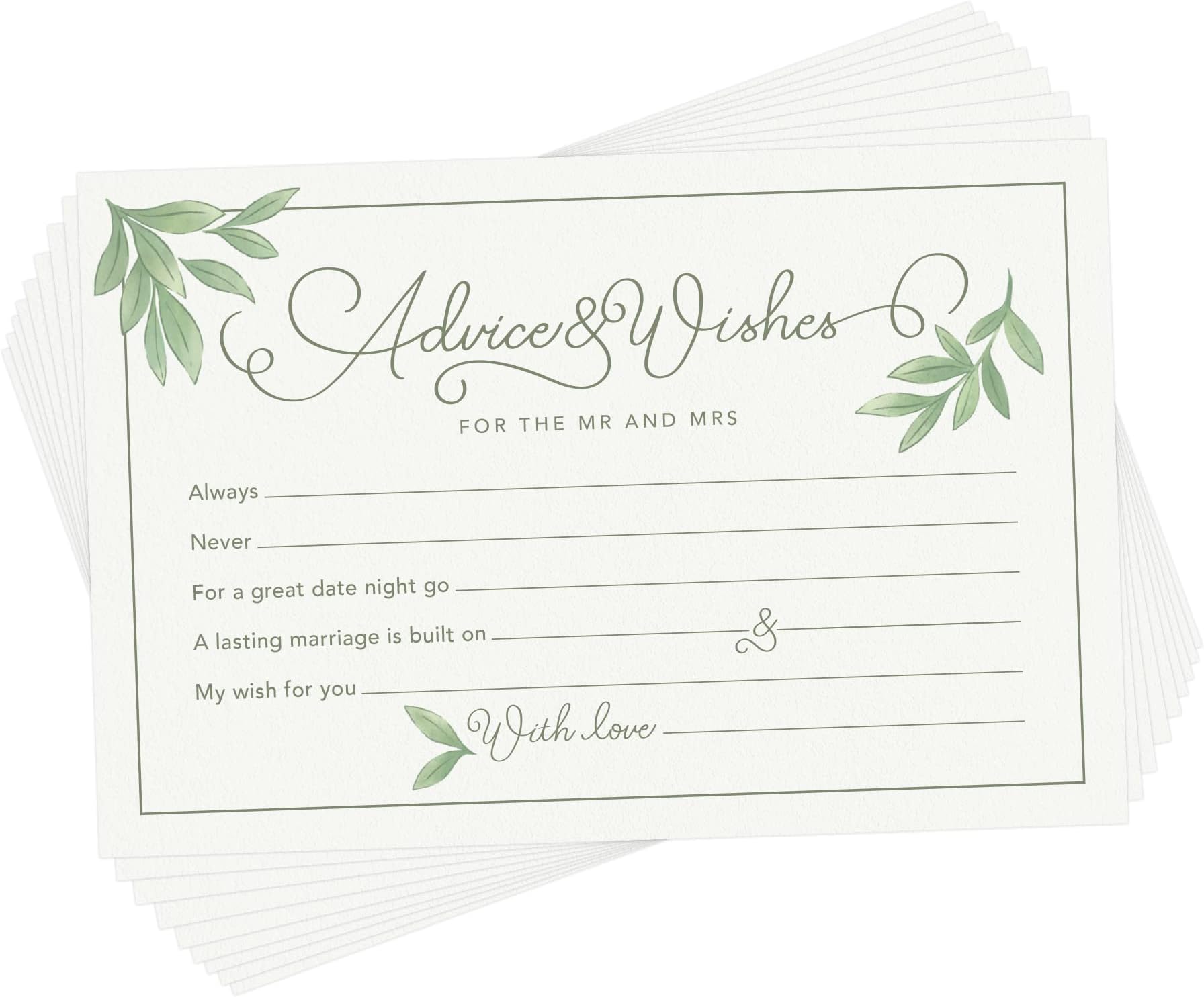 Wedding Advice Cards For The Bride & Groom - 10 Pack *** NO ENVELOPES ...