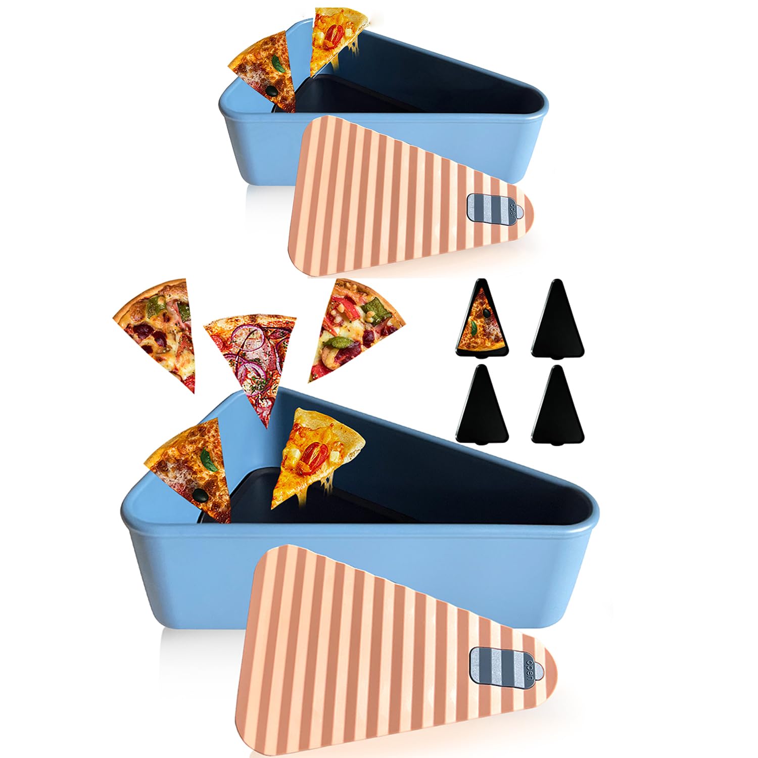 Amazon.com: Gwydre Pizza Leftover Storage Container with 2 Pizza Trays ...
