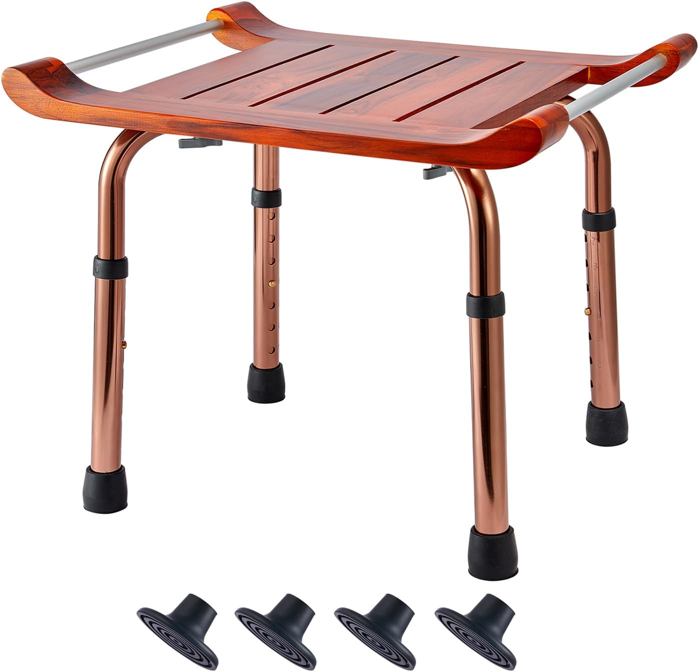 Teak Wood Bath and Shower Bench, Bathroom Spa Shower Chair Stool Seat ...