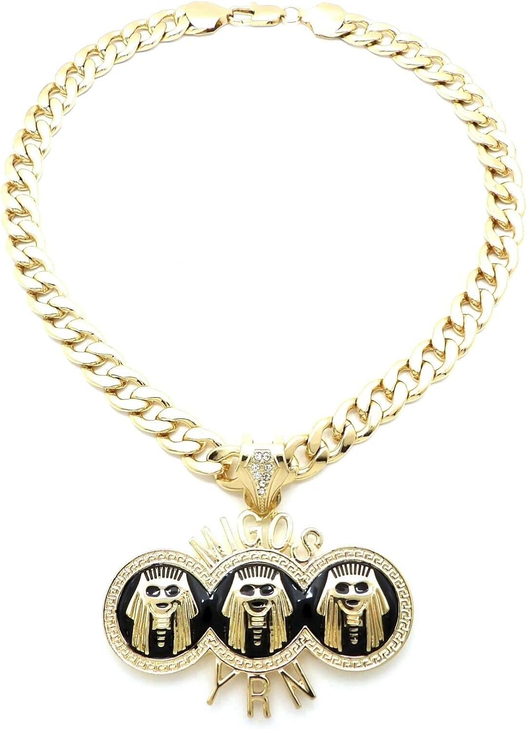 For Hip Hop Migos YRN Pendant 11mm 20" Cuban Chain Necklace 14k gold ...