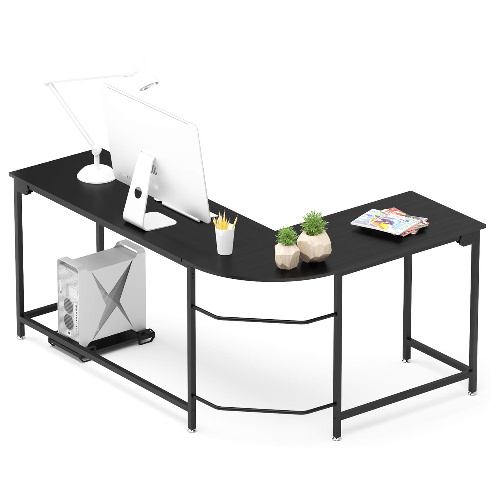 Teraves Modern L Shaped Desk Corner Computer Desk Workstation Home ...