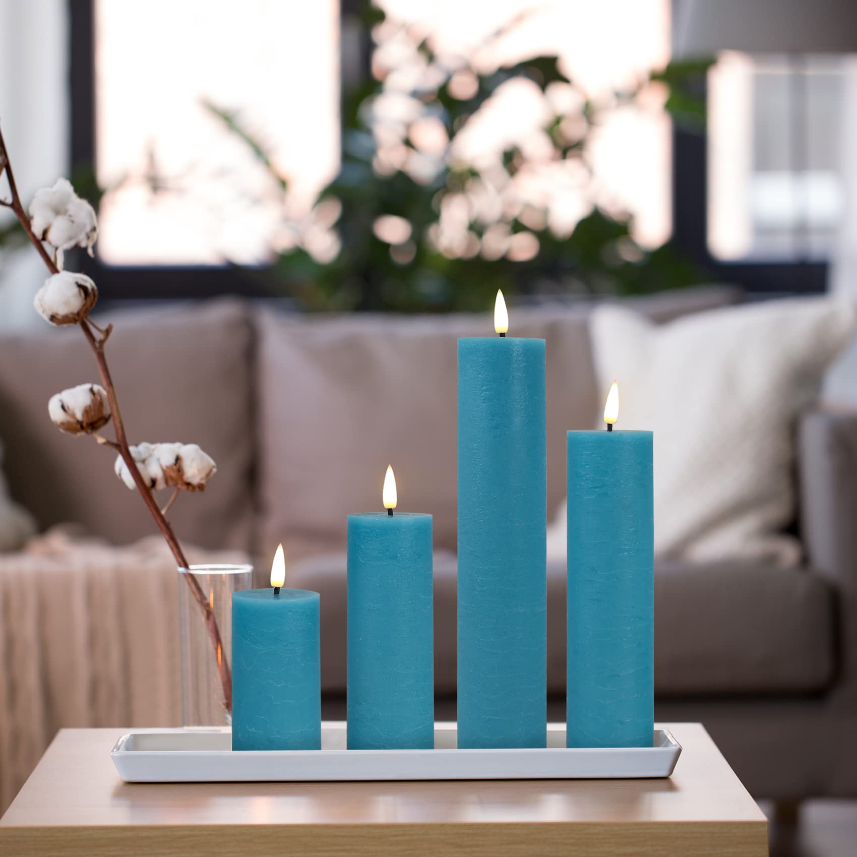 duduta Turquoise Blue Flameless LED Pillar Candles with Remote Î¦ 2" H ...