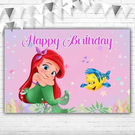 Amazon.com : Princess Ariel Backdrop for Girls Birthday 5x3ft Vinyl ...