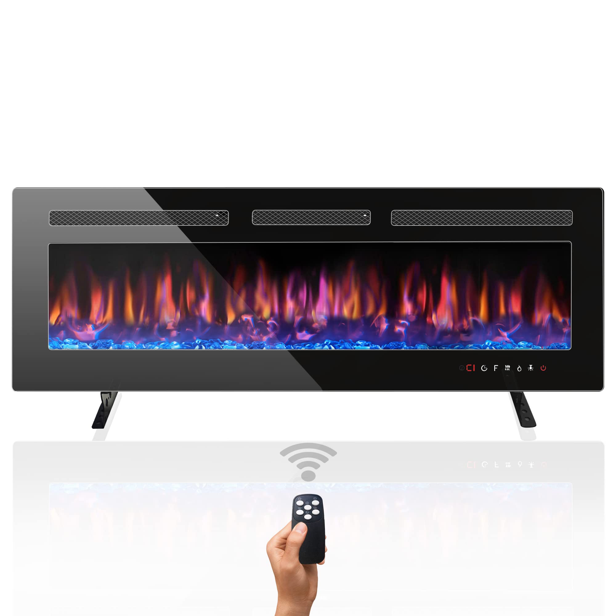 Home4me Electric Fireplace 42 inch, Recessed and Wall Mounted 750/1500W ...