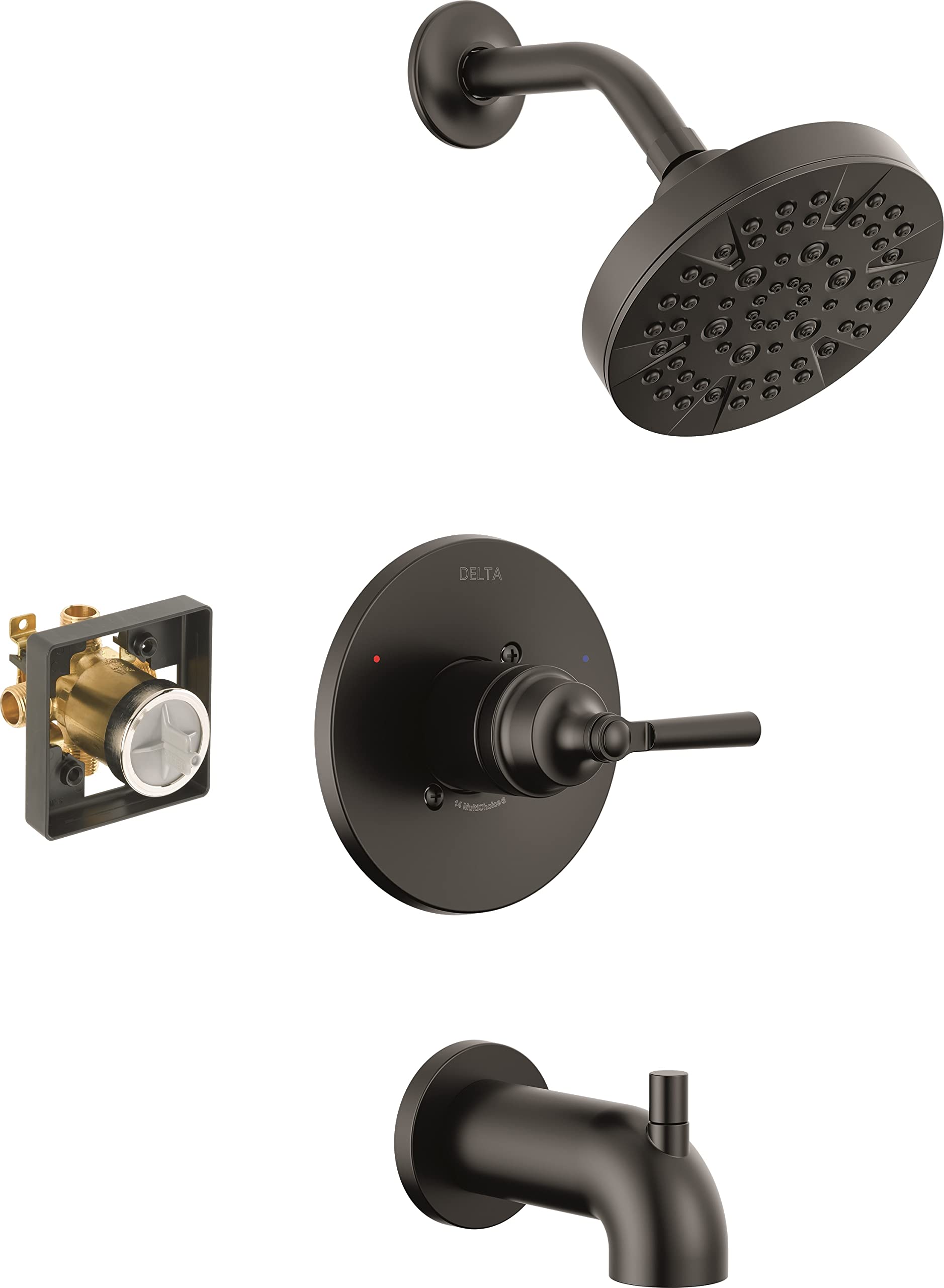 Delta Faucet Saylor 14 Series Black Tub and Shower Faucet Combo ...