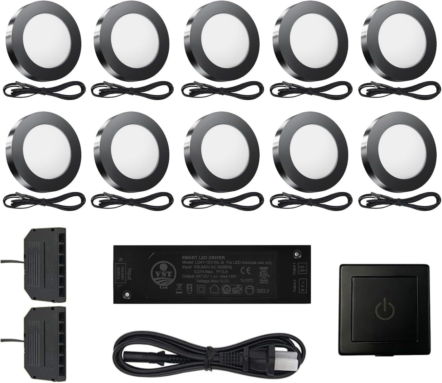 VST Under Cabinet Lighting Plug in with Wired Touch Dimmer Switch ...