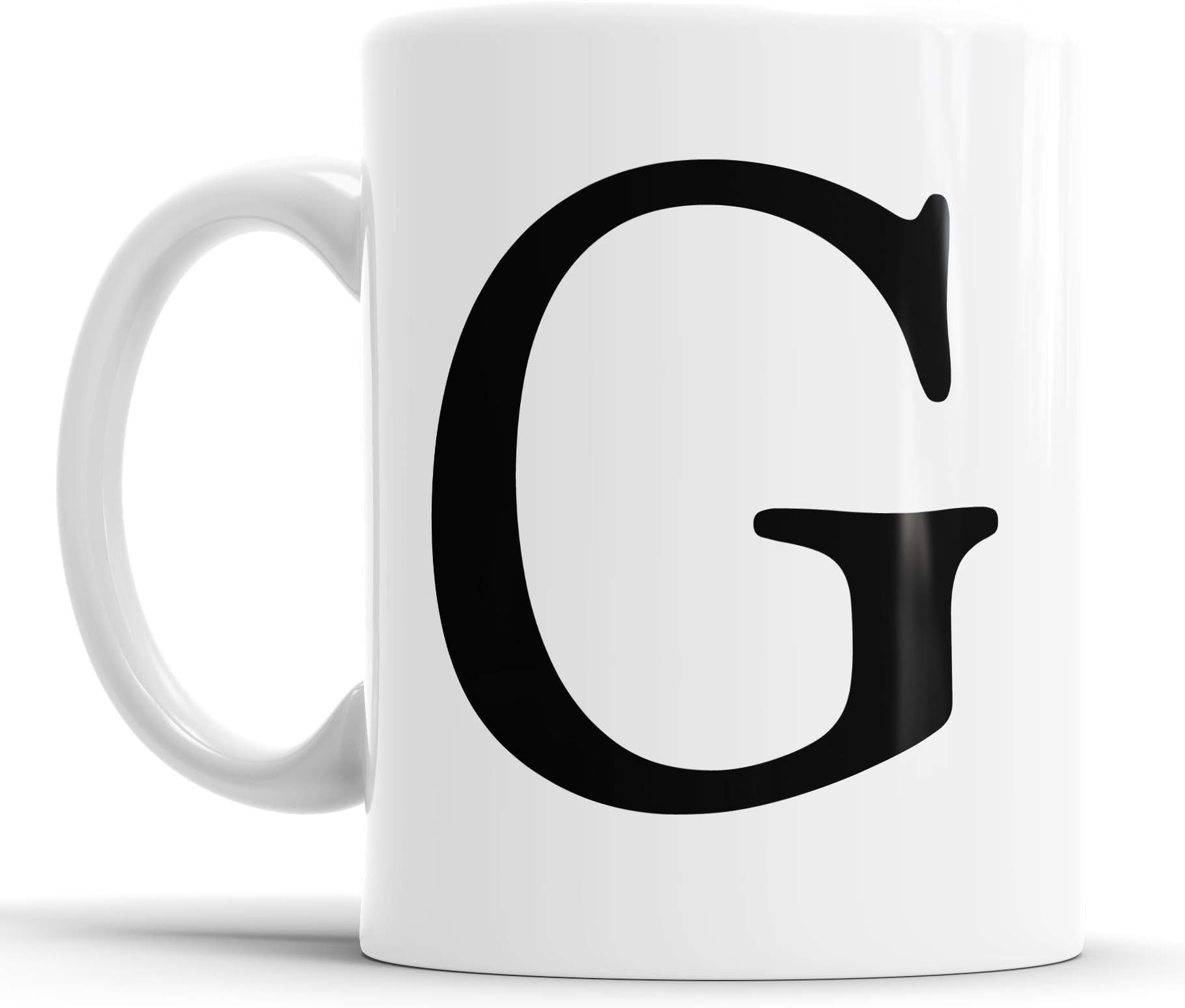 Faithful Prints Alphabet Mug Letter Mugs Initial Coffee Cup Birthday ...