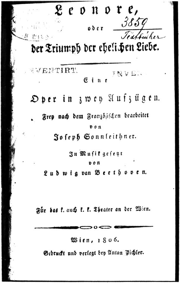 Amazon.com: Beethoven Fidelio 1806 Ntitle Page Of The Second Edition Of ...
