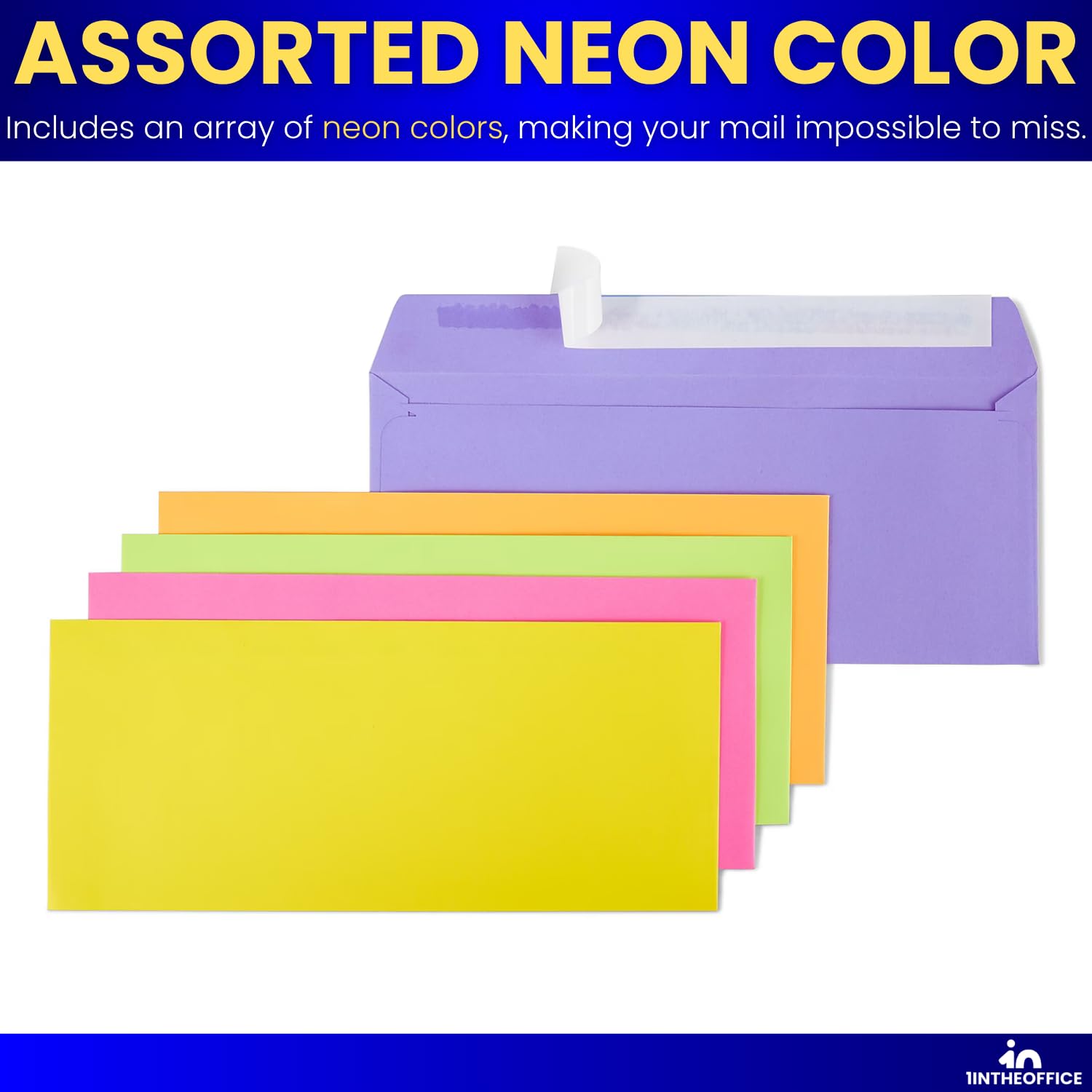 Snapklik.com : 1InTheOffice EasyClose Neon Brights Color Envelopes, 10 ...