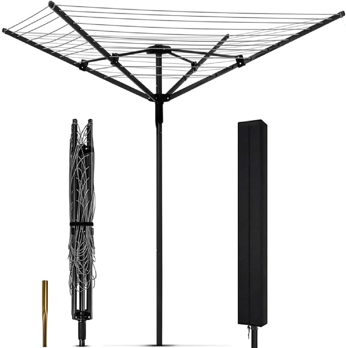 Rotary Drying Rack STO Umbrella Clothesline - 4-Arm , 164 Ft Of Line ...