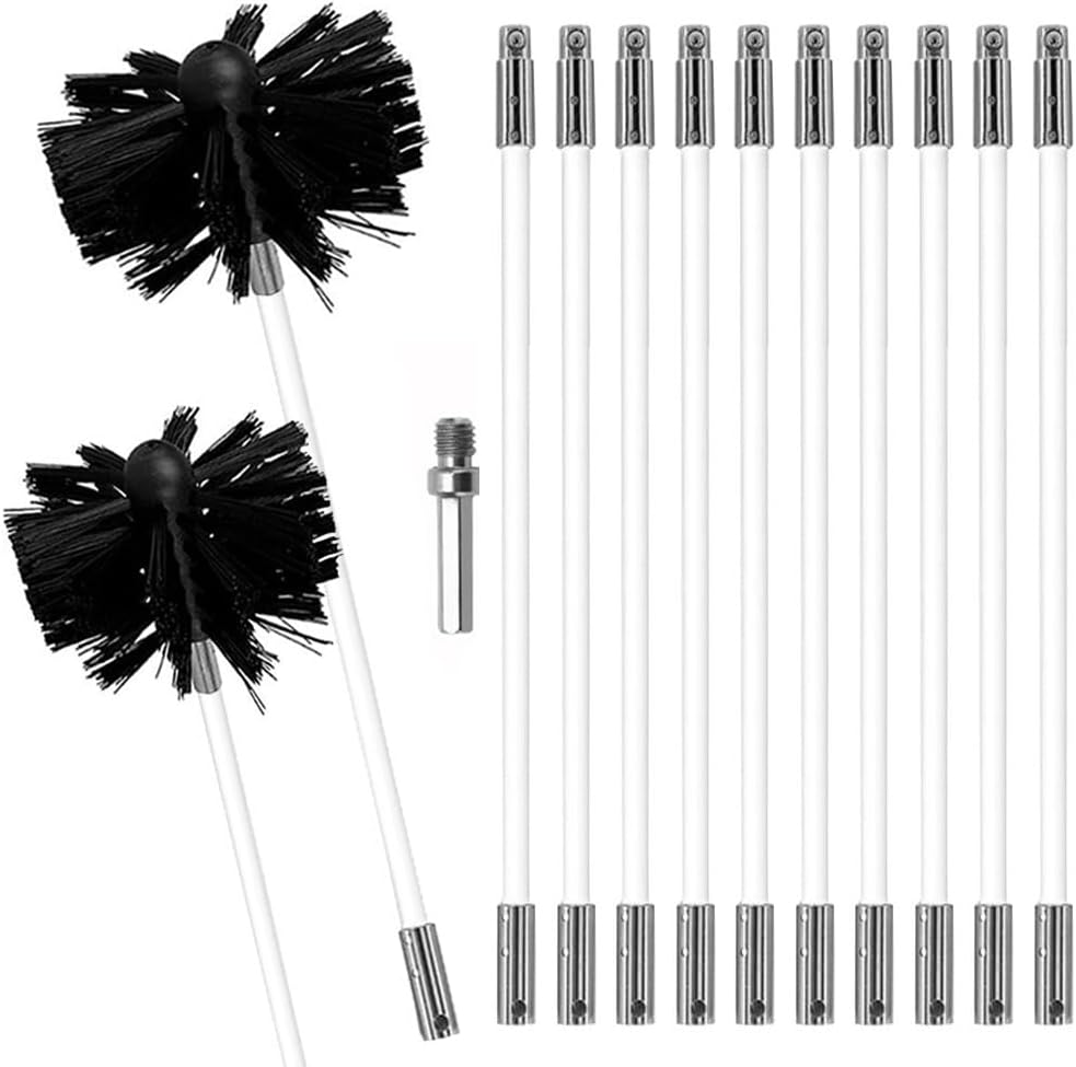 MOCNT Chimney Cleaning Brush Kit Nylon Rotary Duct Vent Cleaning Set ...