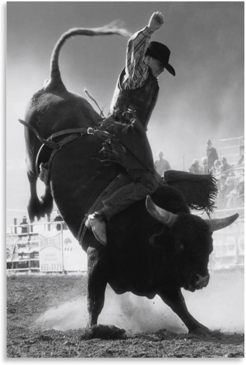 Amazon.com: Bull Riding Art, Rodeo Art Posters Wall Art Paintings ...