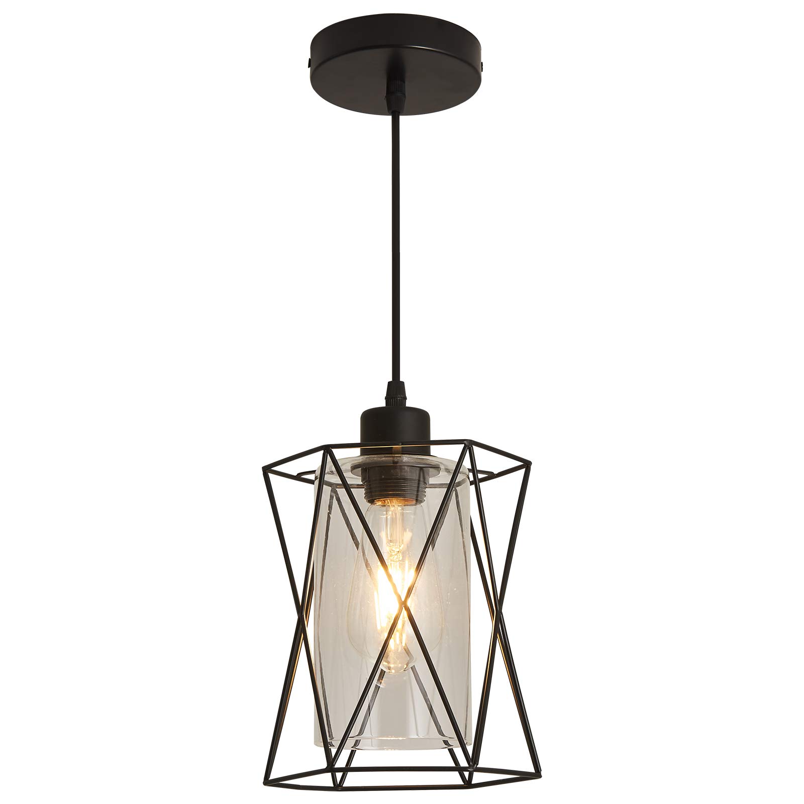 Buy JINCOO F0001 Pendant Light Fixture With Glass Shape Vintage Black buy-jincoo-f0001-pendant-light-fixture-with-glass-shape-vintage-black