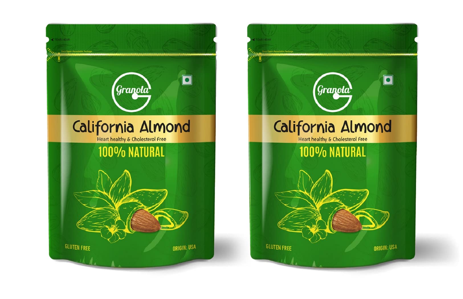 Granola 100% Natural Premium California Almonds 400 g (200g X 2) Dried ...