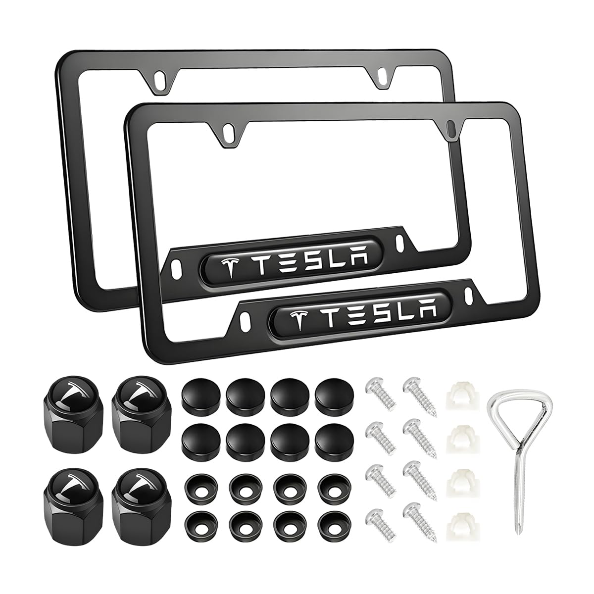 Amazon.com: 2 PCS Car License Plate Frames for Tesla, Black License ...