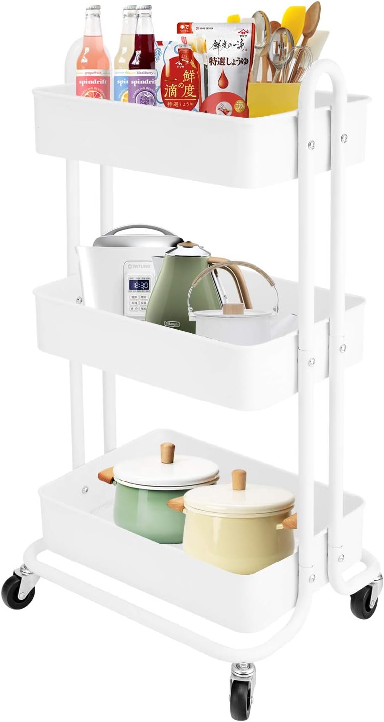 Amazon.com: shapyr 3-Tier Metal Utility Rolling Cart, Heavy Duty ...
