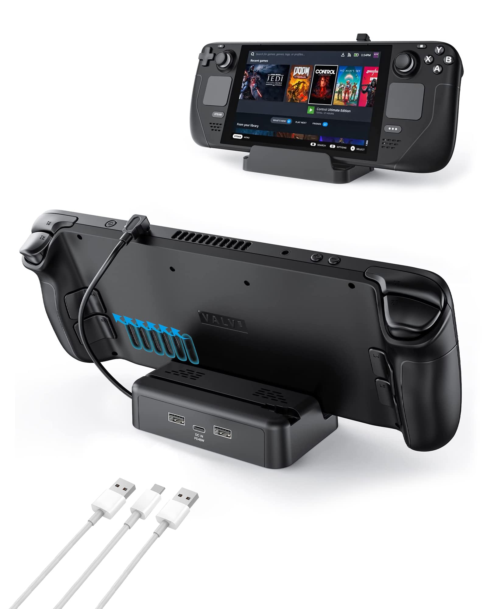 Amazon.com: Steam Deck Dock, Docking Station 3-in-1 Base USB-C Hub with ...
