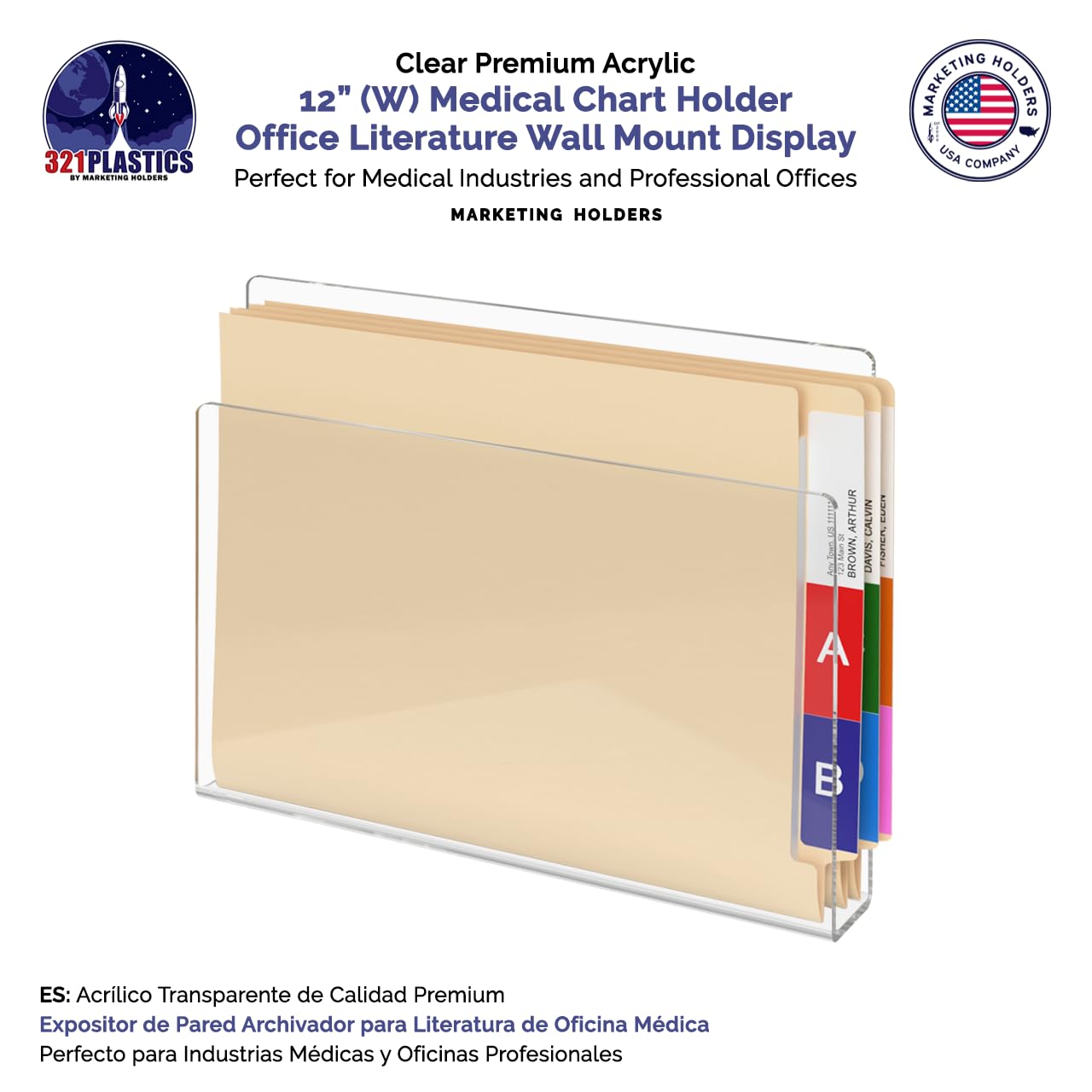 Medical Exam Paper Clear Acrylic Wall-Mount File Holder - 12" Wide For ...